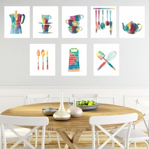 Set of 8 Kitchen Prints, Coffee Print Set, Fork Spoon and Knife ...
