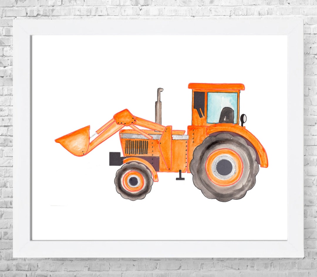 Bulldozer Watercolor Print, Construction Nursery Art - Etsy