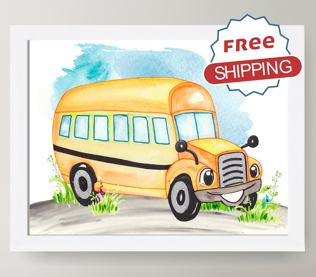 School Bus Nursery Print: Transportation Art, Kids Playroom Decor - Etsy