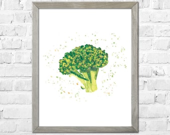 Broccoli Watercolors Painting Vegetable Art Kitchen Wall | Etsy