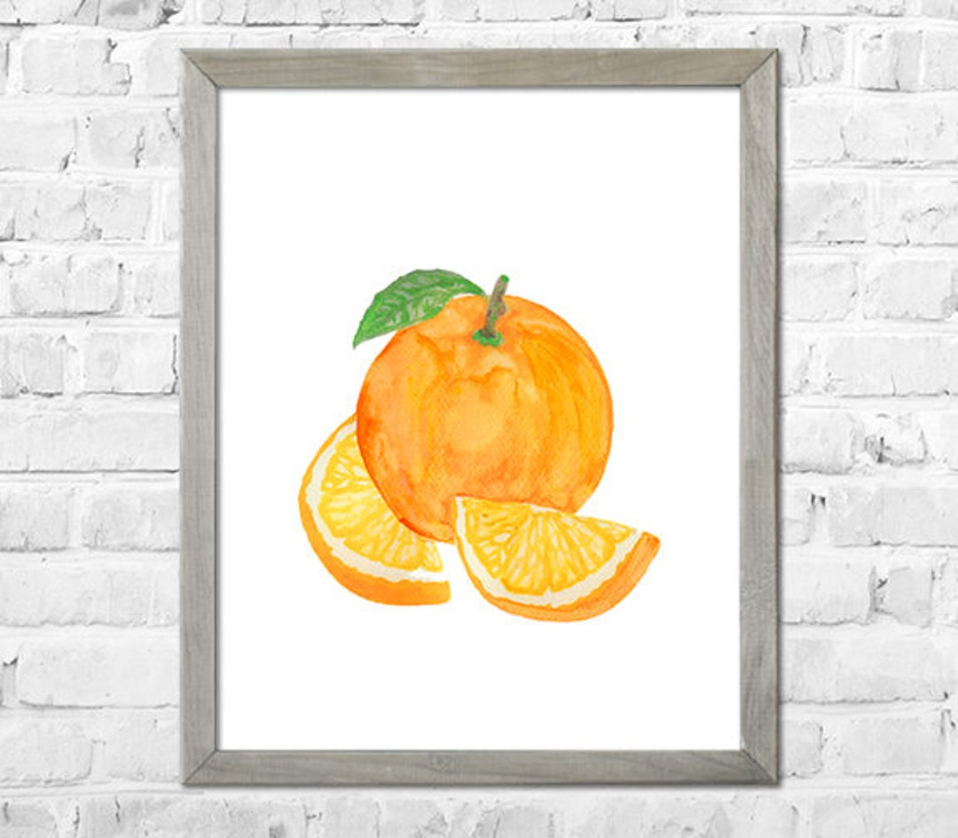 Orange Fruit Art, Watercolor Painting, Home Decor, Botanical Watercolor ...