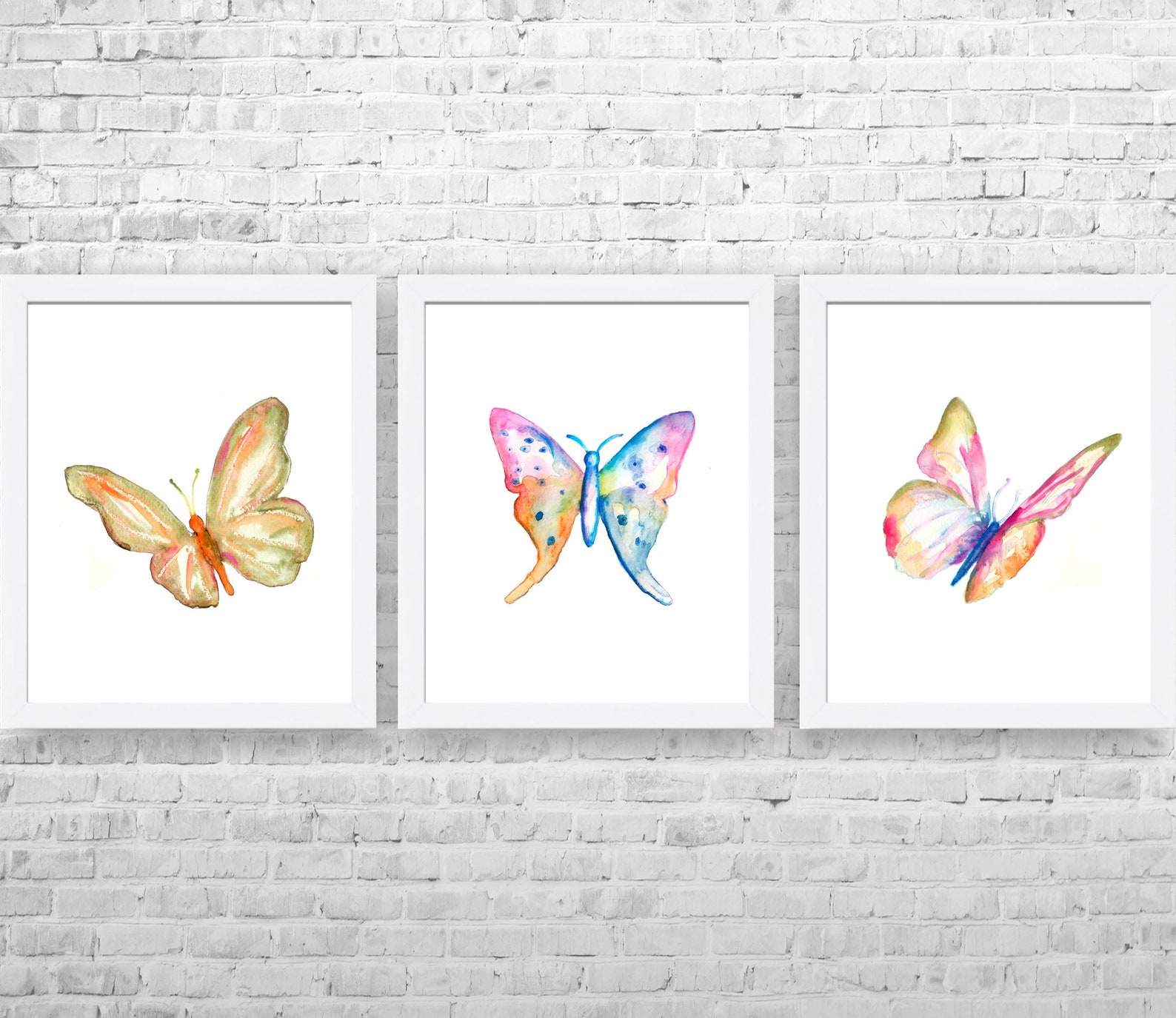 Watercolor Butterfly Art Print Set: Colorful Insect Illustration (set ...