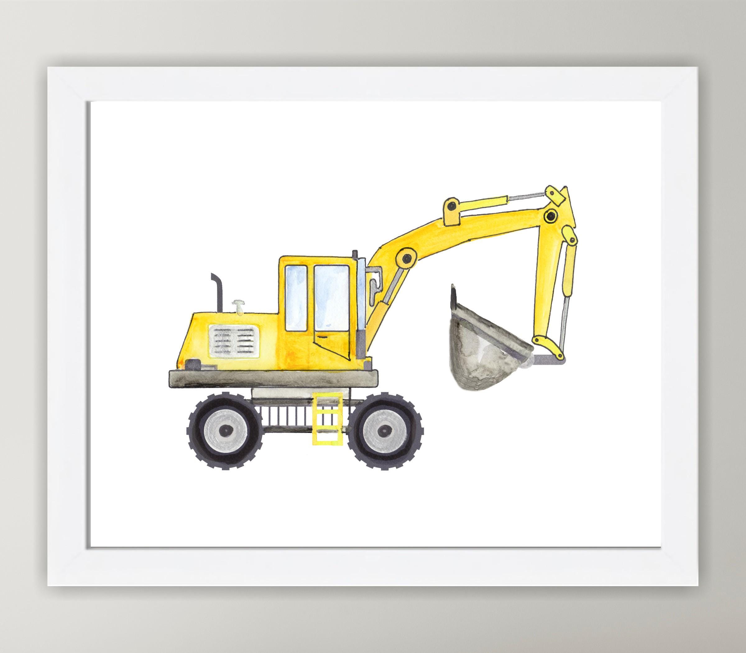 Construction Vehicle Watercolor Prints: Digger Trucks Nursery Art Set ...
