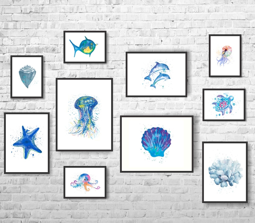 Sea Animal Watercolor Art Prints: Set of 10, Sea Nursery Decor - Etsy