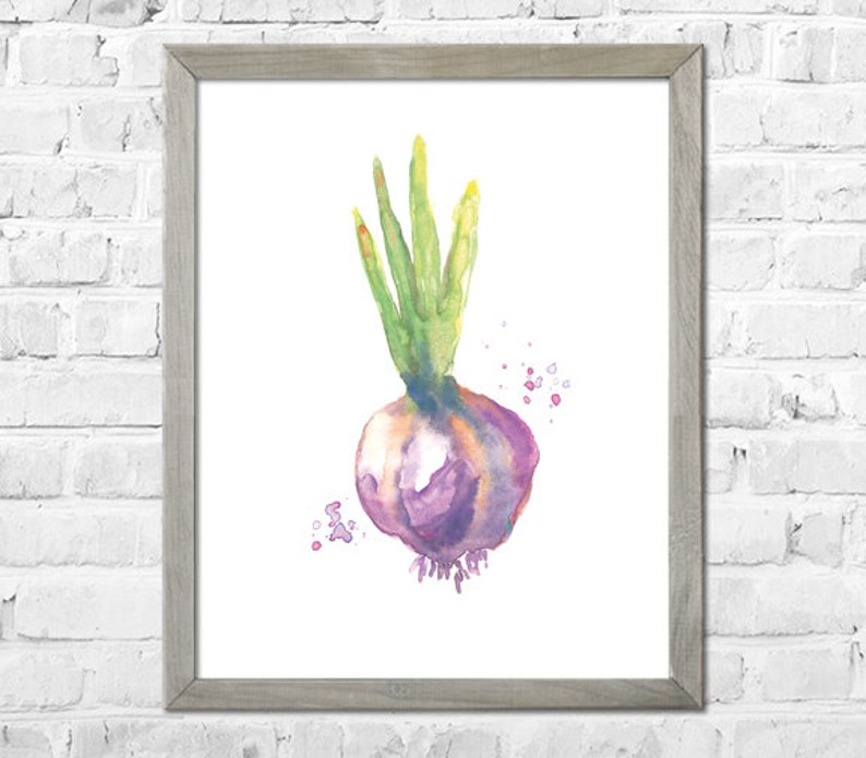 Onions Art Watercolor Print Kitchen Wall Art Onoin Art - Etsy