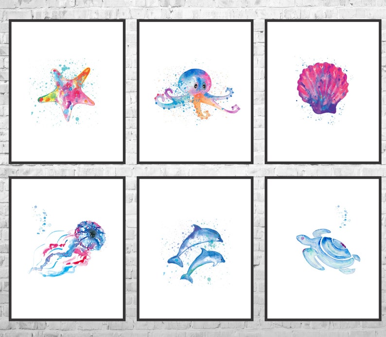 Sea Turtle Watercolor Print Set: Ocean Nursery Art (set of 6 Prints) - Etsy