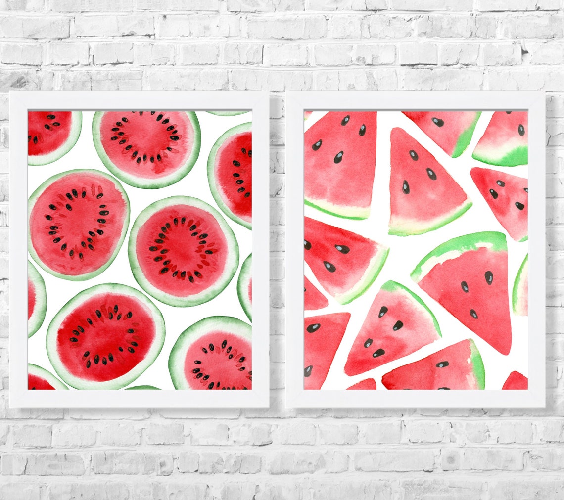 Watermelon Watercolor Print Set: Kitchen Fruit Still Life Art - Etsy