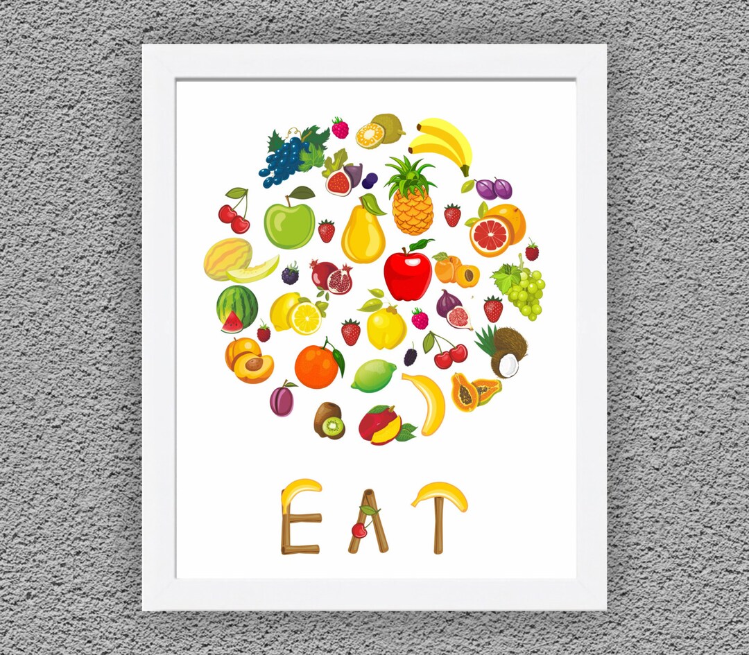 Kitchen Wall Art, Fruits Print, Kitchen Typographic Print, Dining Wall ...