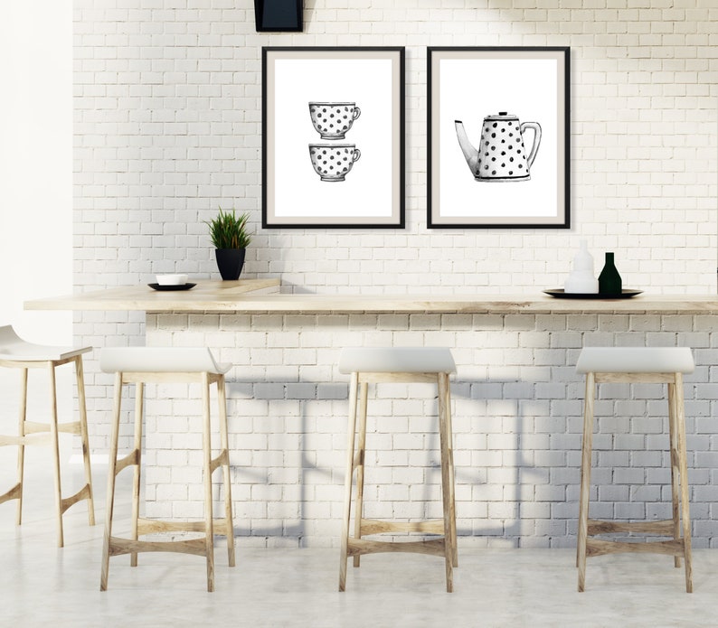 Tea Coffee Print Set of 2 Kitchen Prints Kitchen Art Prints | Etsy
