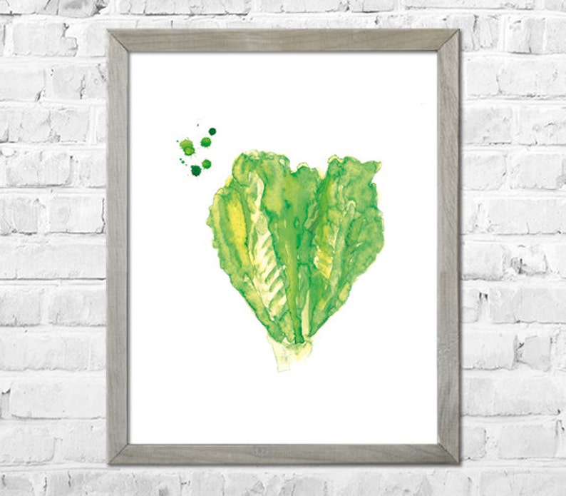 Lettuce Art Watercolor Print Kitchen Wall Art Kitchen Art - Etsy