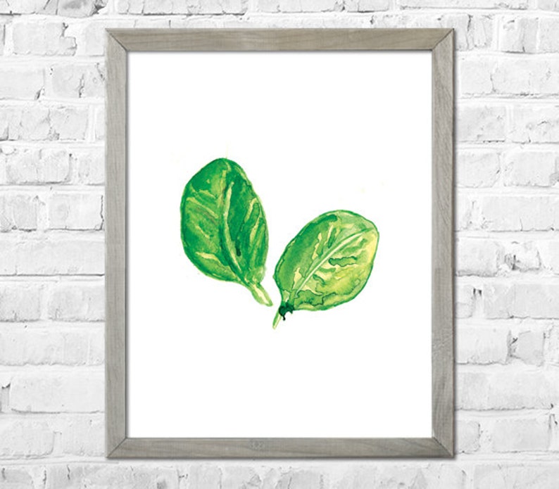 Spinach Art Watercolor Print Kitchen Wall Art Kitchen Art - Etsy