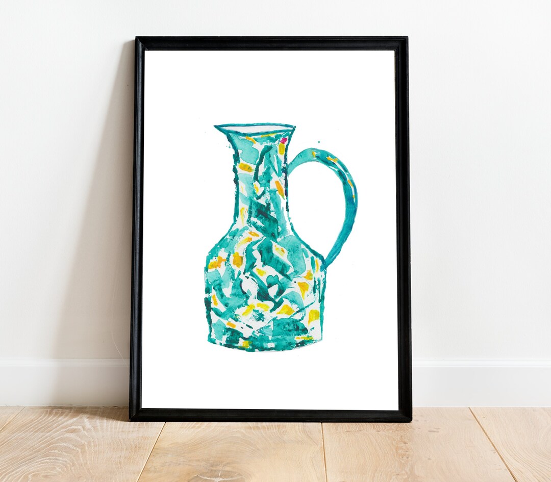Jug Watercolor Painting Print, Housewarming Gift, Modern Kitchen Art ...