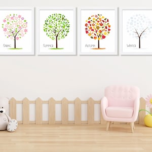 Four Seasons of Trees, Kids Wall Decor, Nursery Wall Print, Kids Room ...