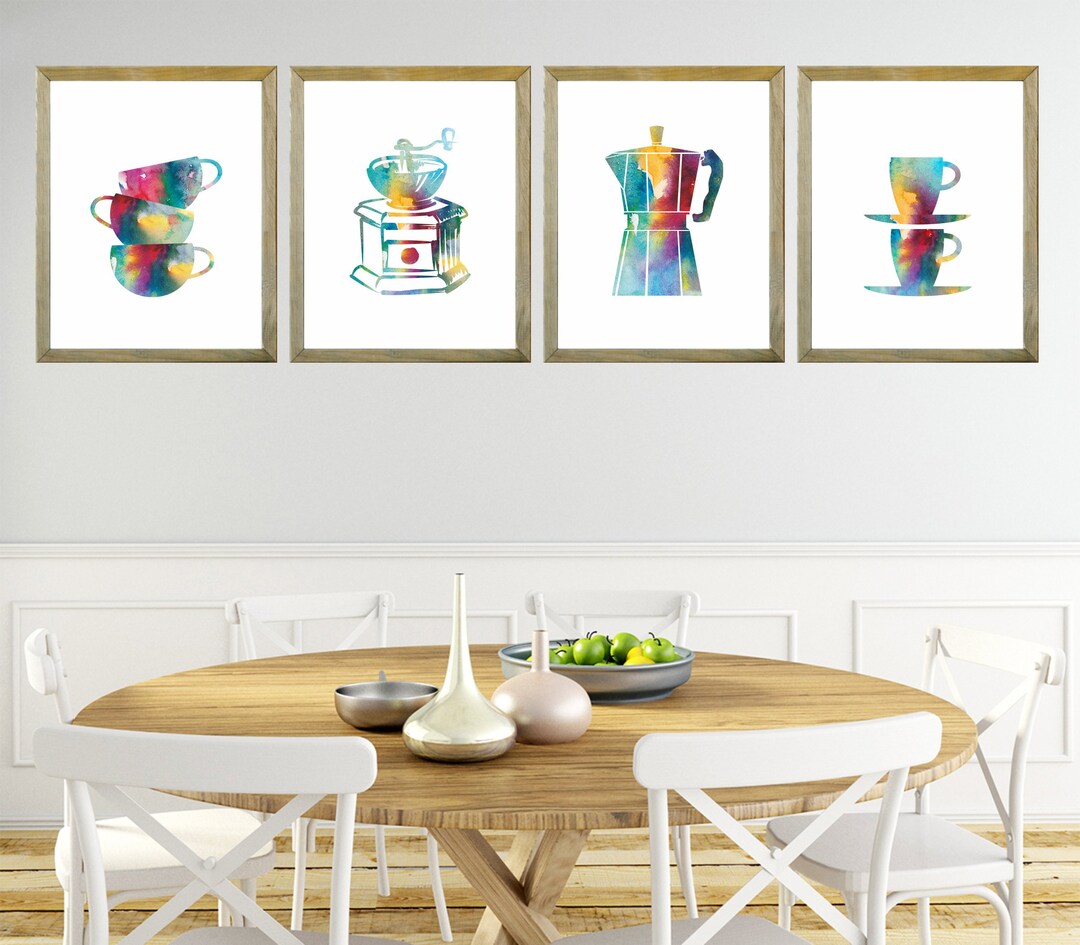 Set of 4 Kitchen Prints, Coffee Print Set, Kitchen Art Prints, Kitchen ...