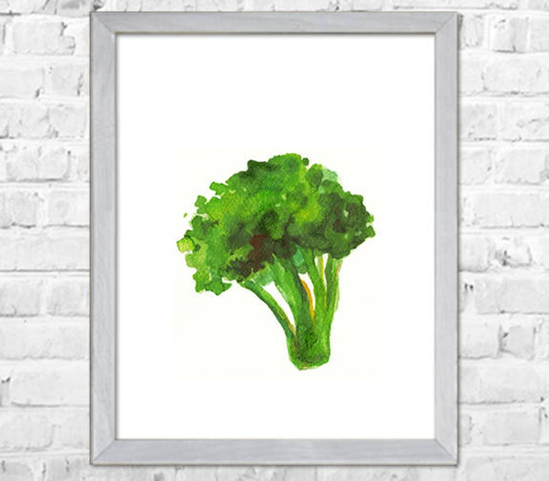 Broccoli Watercolors Painting, Vegetable Art, Kitchen Wall Art, Kitchen ...