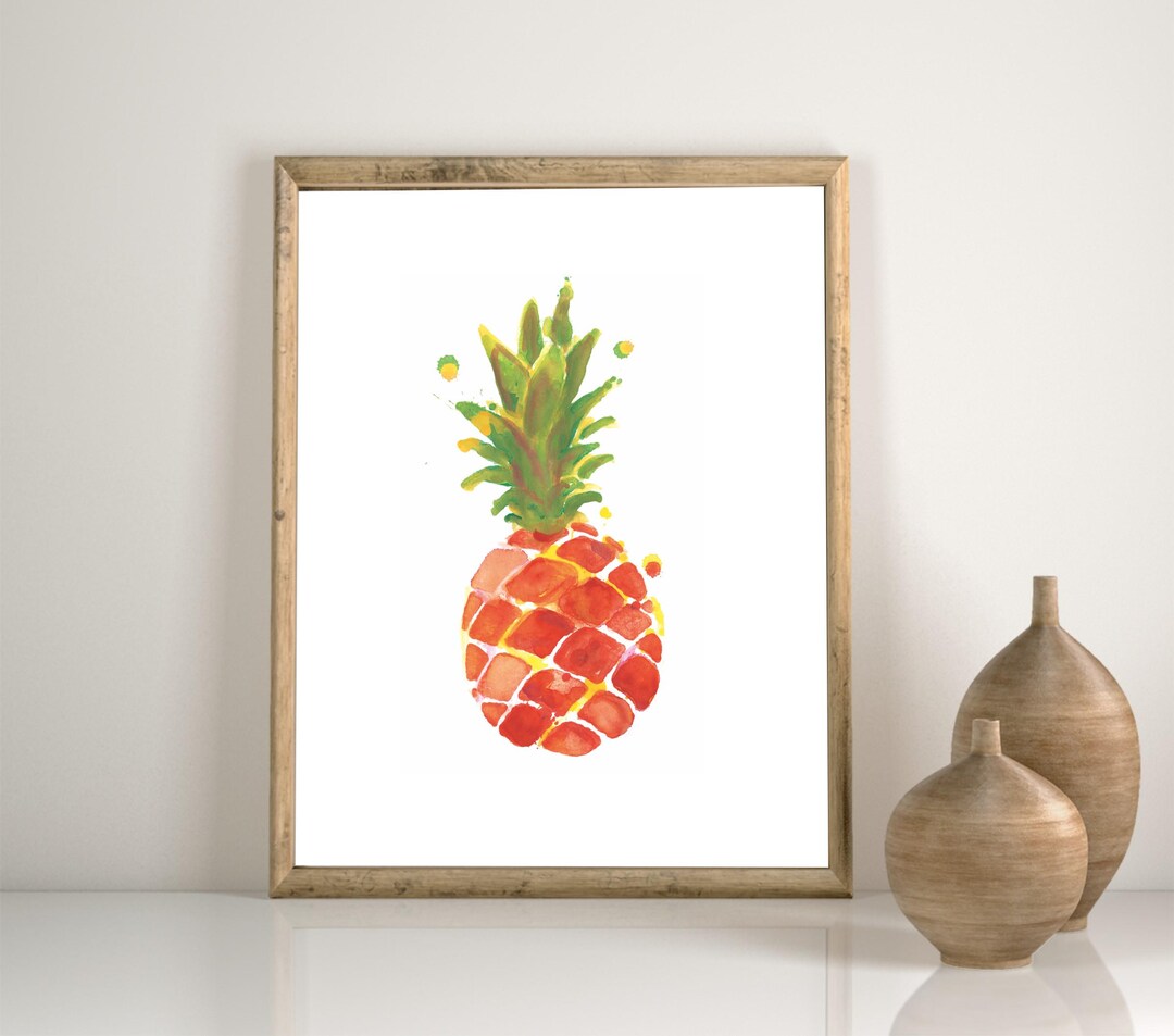 Pineapple Watercolor Art Print: Tropical Kitchen Decor - Etsy