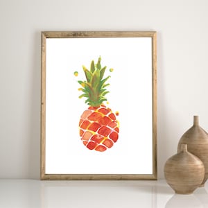 Pineapple Watercolor Painting, Pineapple Print, Kitchen Wall Decor ...