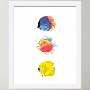 Hello Sea Poster, Set of 3 Sea Prints, Coastal Decor Blue, Watercolor ...