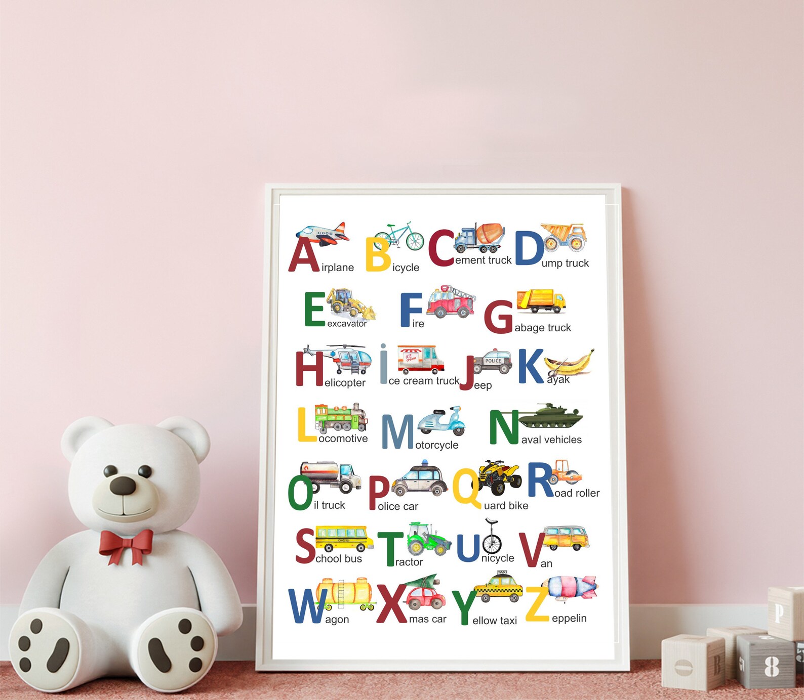 Transport Alphabet Print Alphabet Wall Art Kids Alphabet | Etsy