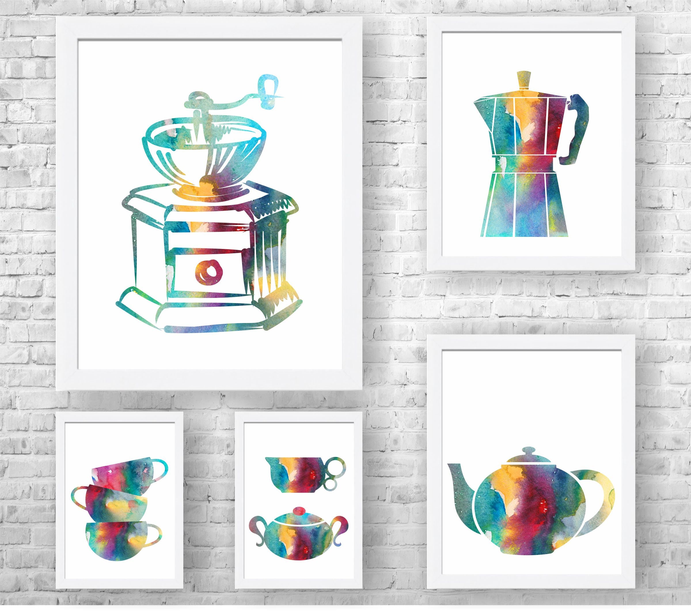 Watercolor Kitchen Art Prints: Coffee Theme, Set of 5 - Etsy Australia