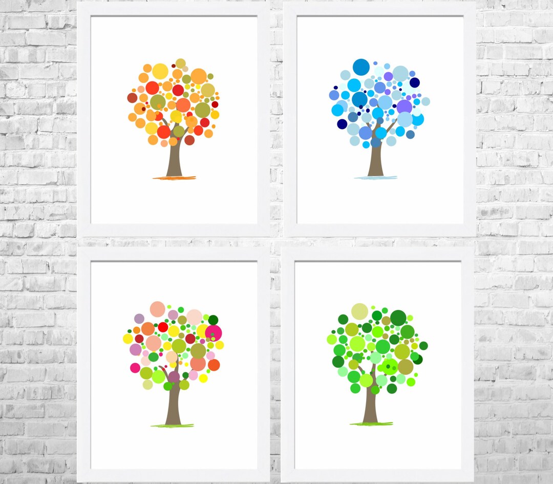 Four Seasons of Trees, Kids Wall Decor, Nursery Wall Print, Kids Room ...