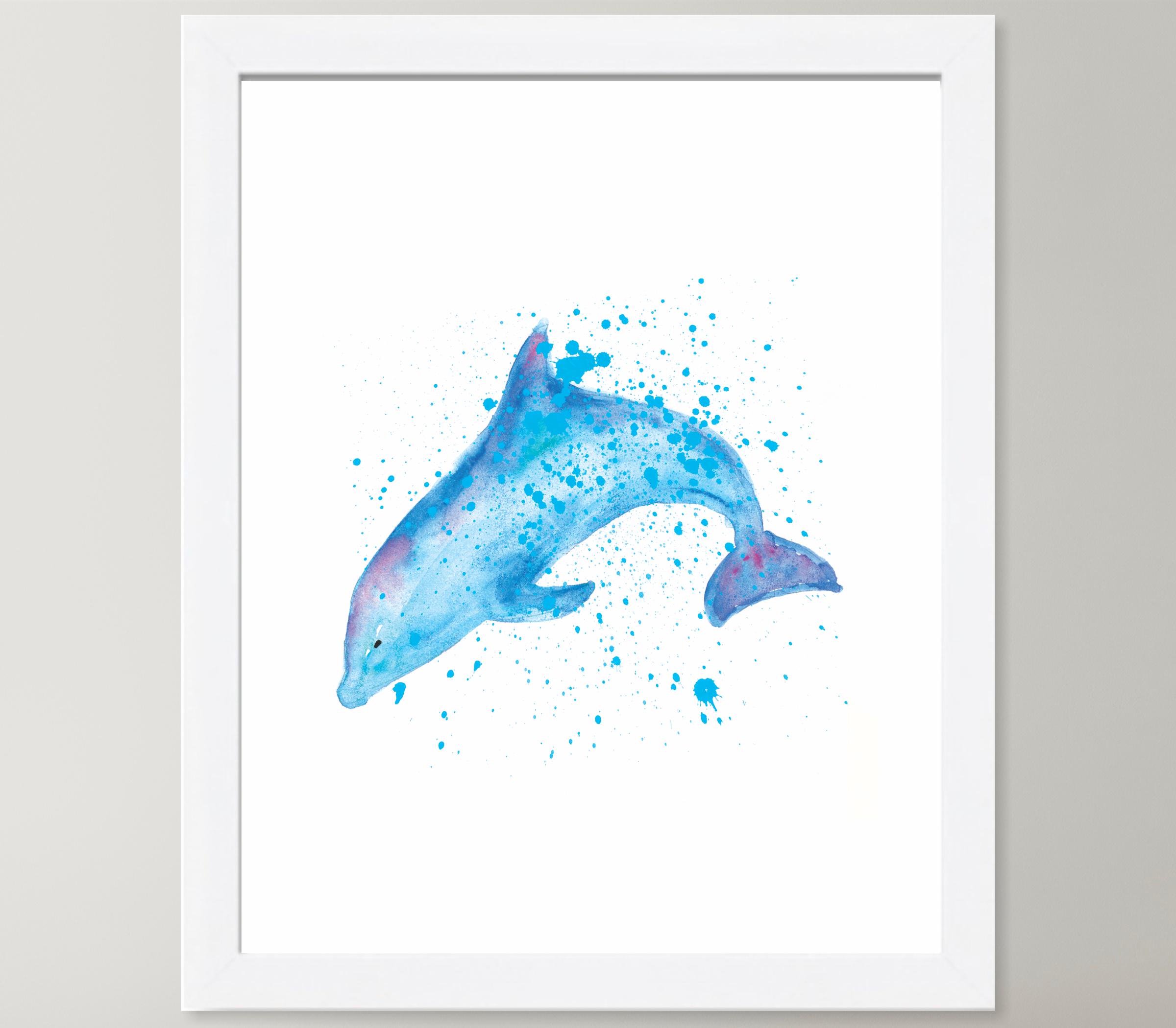 Dolphin Watercolor Art Print: Sea Life Nursery Decor - Etsy