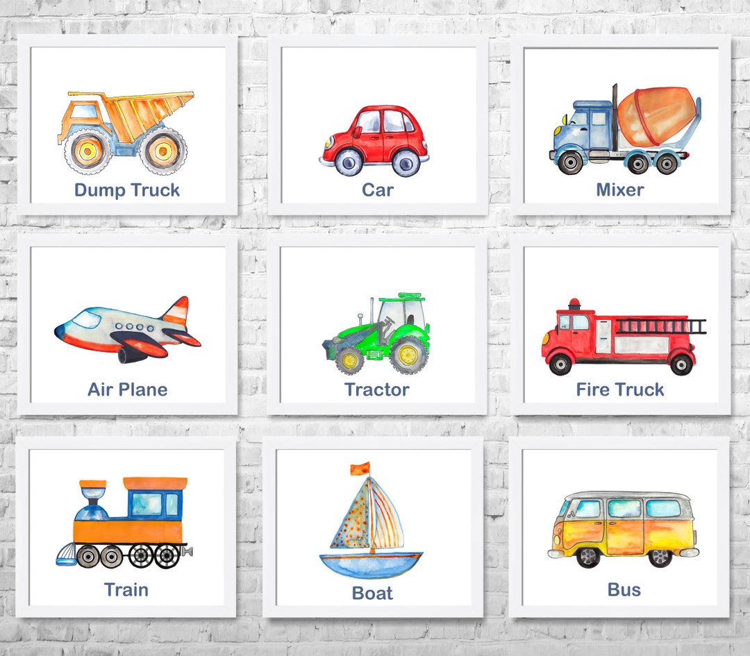 Transportation Art, Trucks Prints, Vehicles Prints, Nursery Poster ...