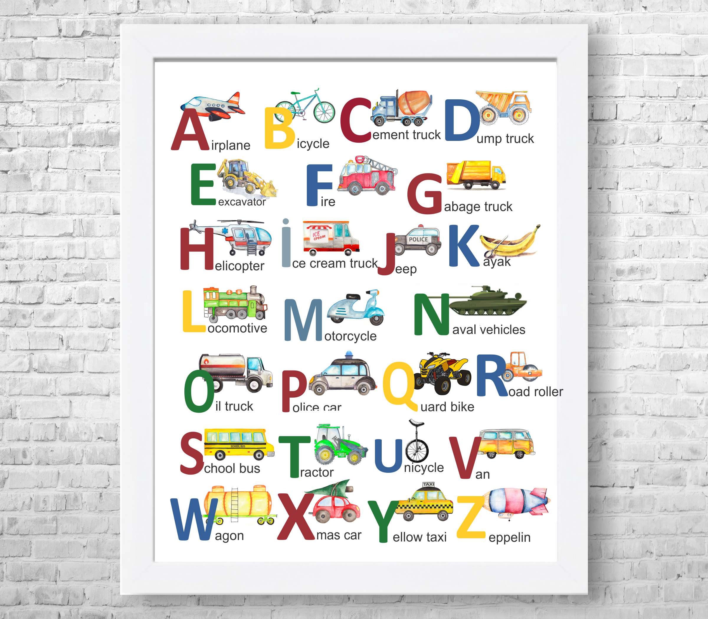 Transport Alphabet Print Alphabet Wall Art Kids Alphabet | Etsy