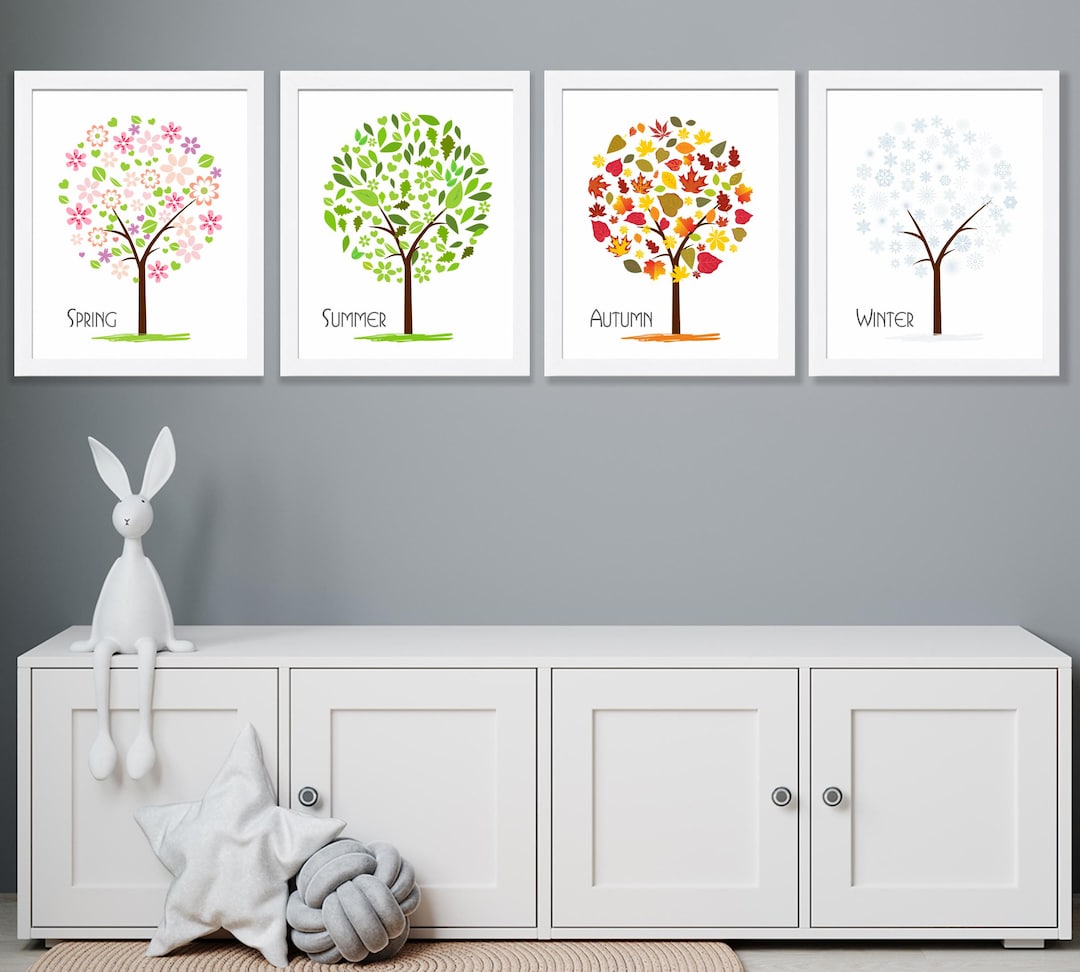 Four Seasons of Trees, Kids Wall Decor, Nursery Wall Print, Kids Room ...