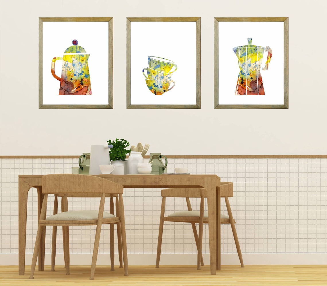 Set of 3 Kitchen Prints Coffee Print Set Kitchen Art Prints | Etsy
