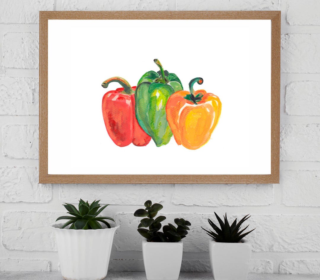 Watercolor Pepper Art Print: Kitchen Wall Decor - Etsy