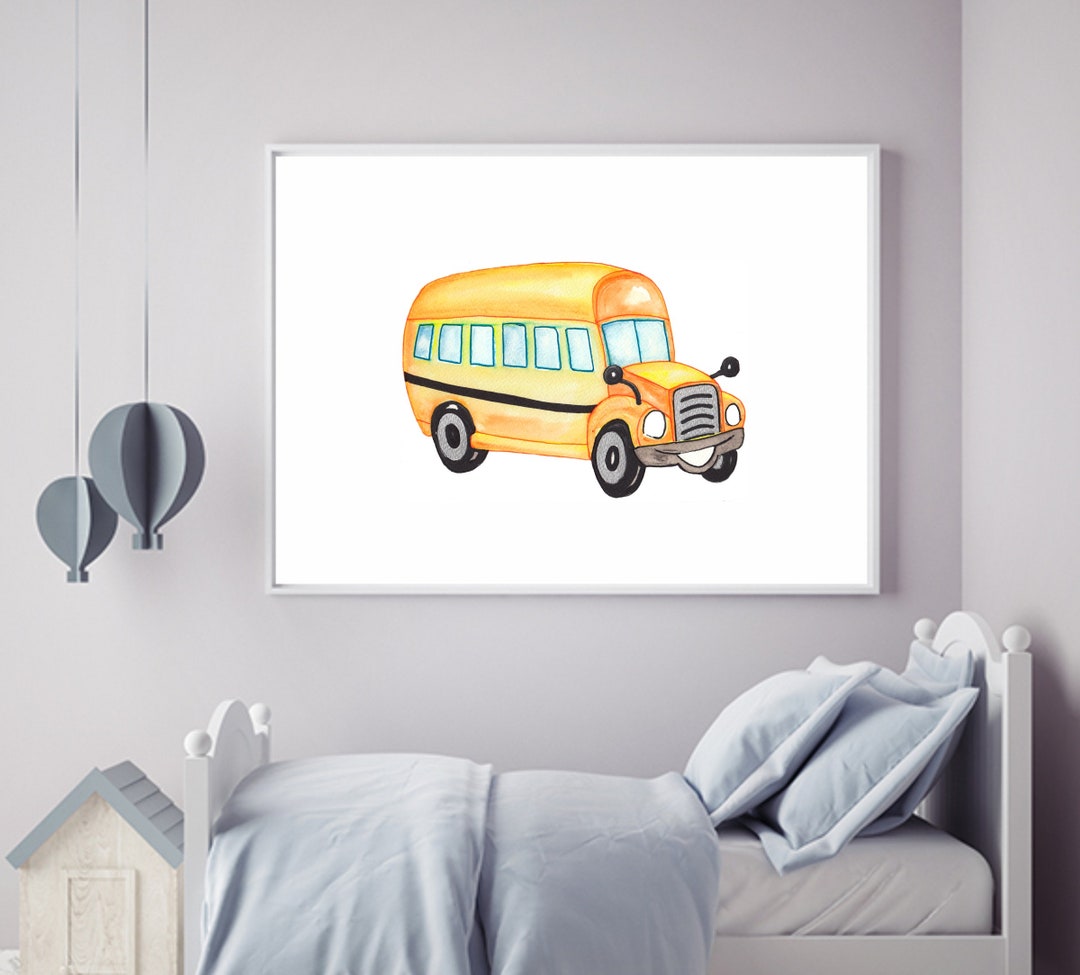 School Bus Nursery Art Print: Transportation Decor - Etsy