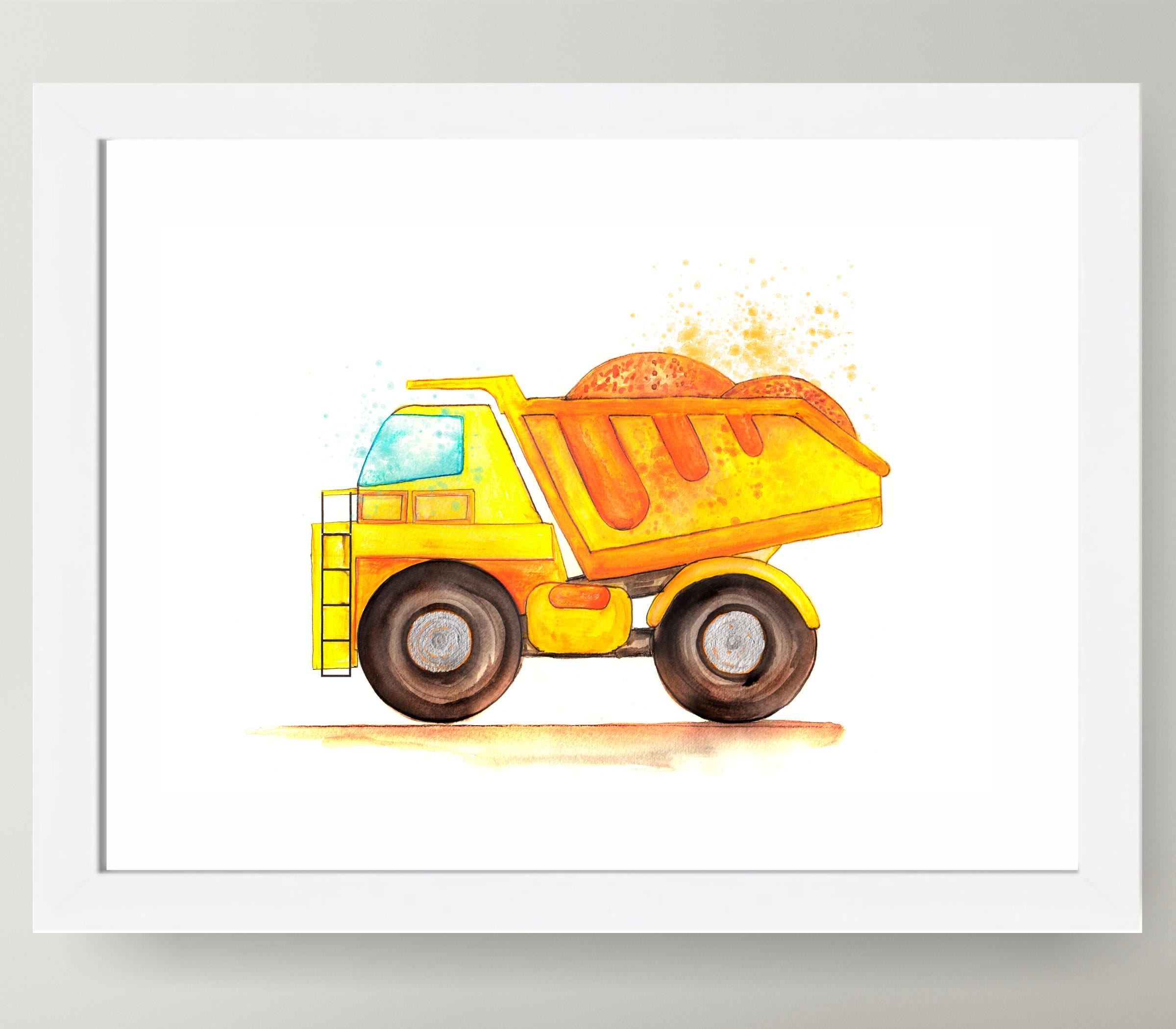Construction Vehicle Watercolor Prints I Digger Trucks Nursery Art Set ...