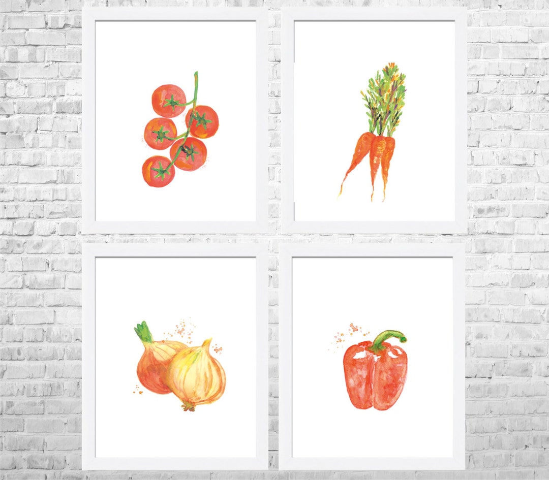 Vegetable Prints Set of 4, Vegetables Decor, Vegetables Kitchen Art ...