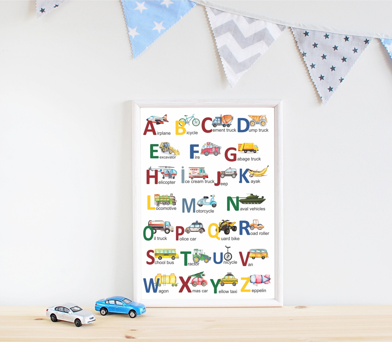 Transport Alphabet Print Alphabet Wall Art Kids Alphabet - Etsy