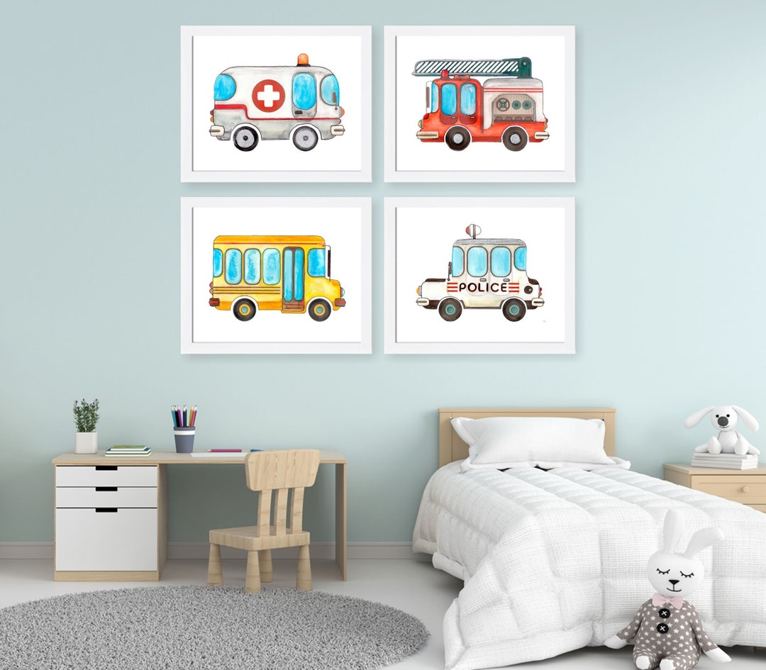 Rescue Vehicle Prints: Transportation Nursery Decor, Set of 4 - Etsy