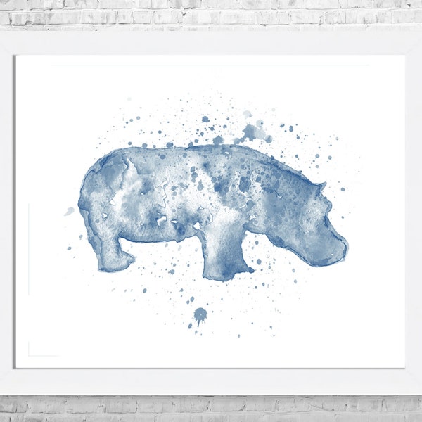 Hippo Watercolor - Etsy