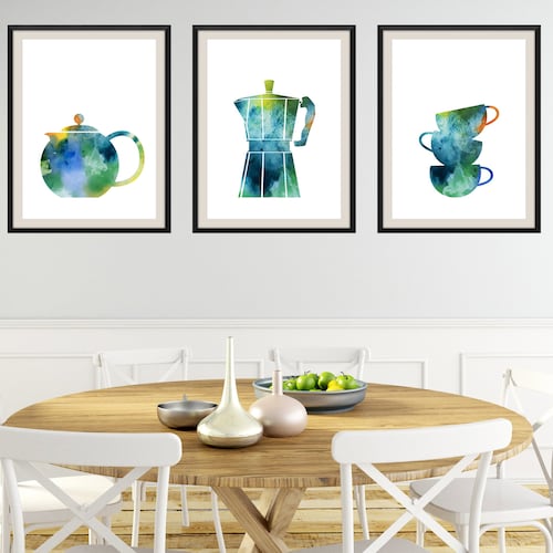 Kitchen Decor. Watercolor Botanical Print Set of 3. Kitchen - Etsy