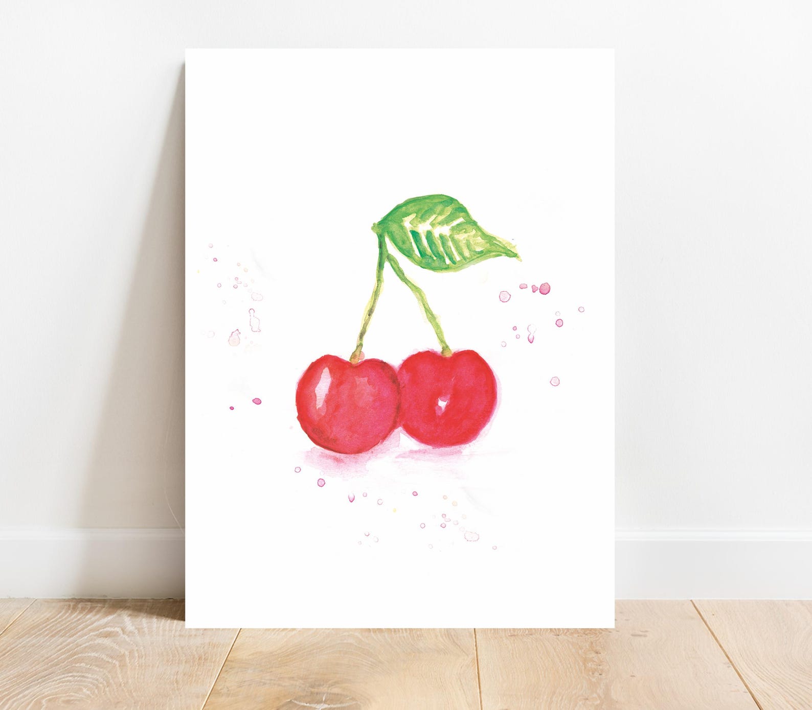 Cherry Watercolor Print: Botanical Kitchen Wall Art - Etsy