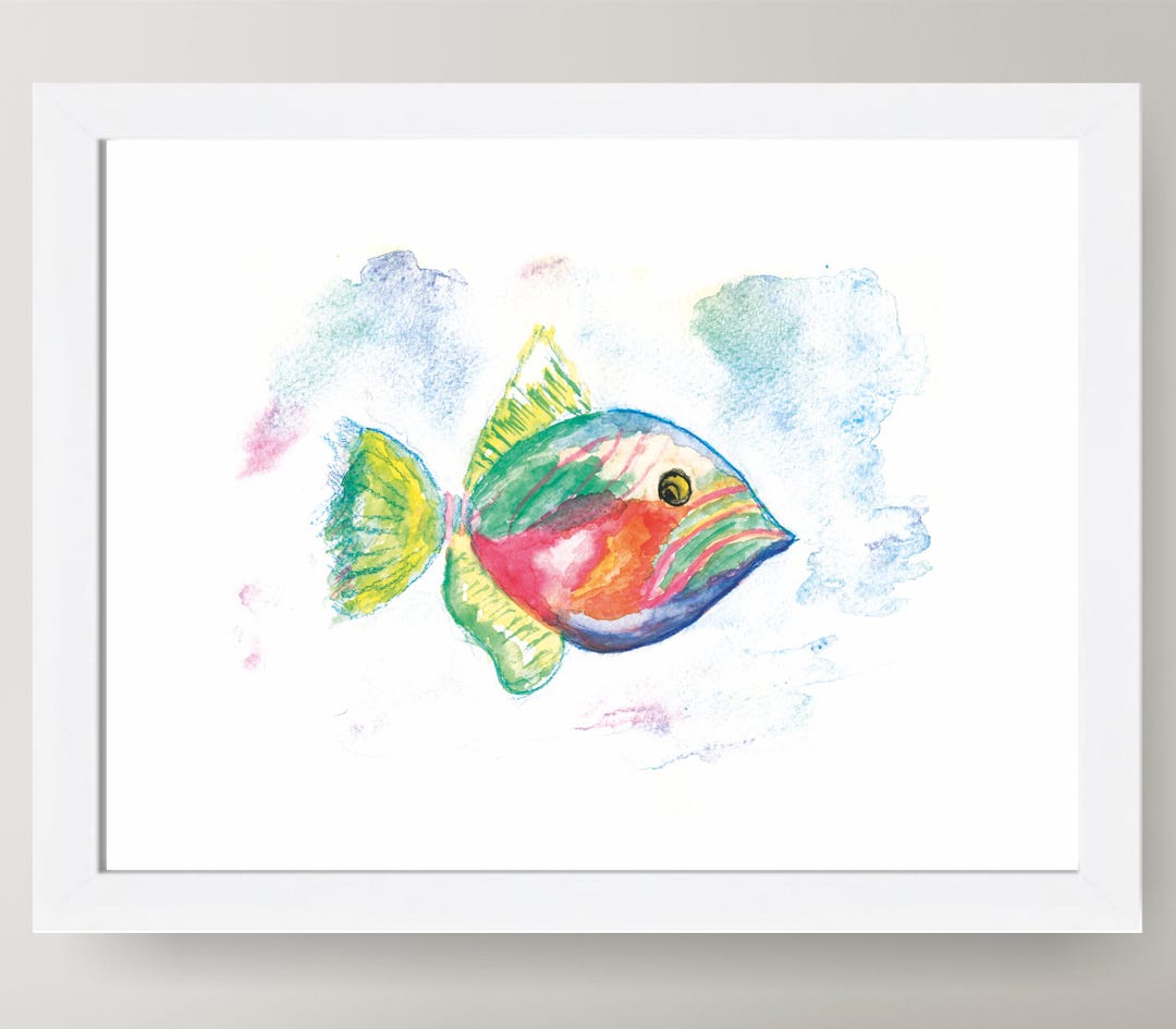 Fish Art Print, Fish Painting, Fish Watercolor Painting, Nursery Wall ...