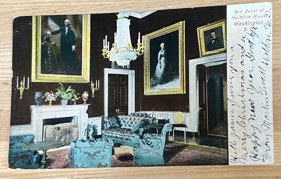 Red Parlor at the White House Washington DC Postcard, 1 Cent Franklin ...