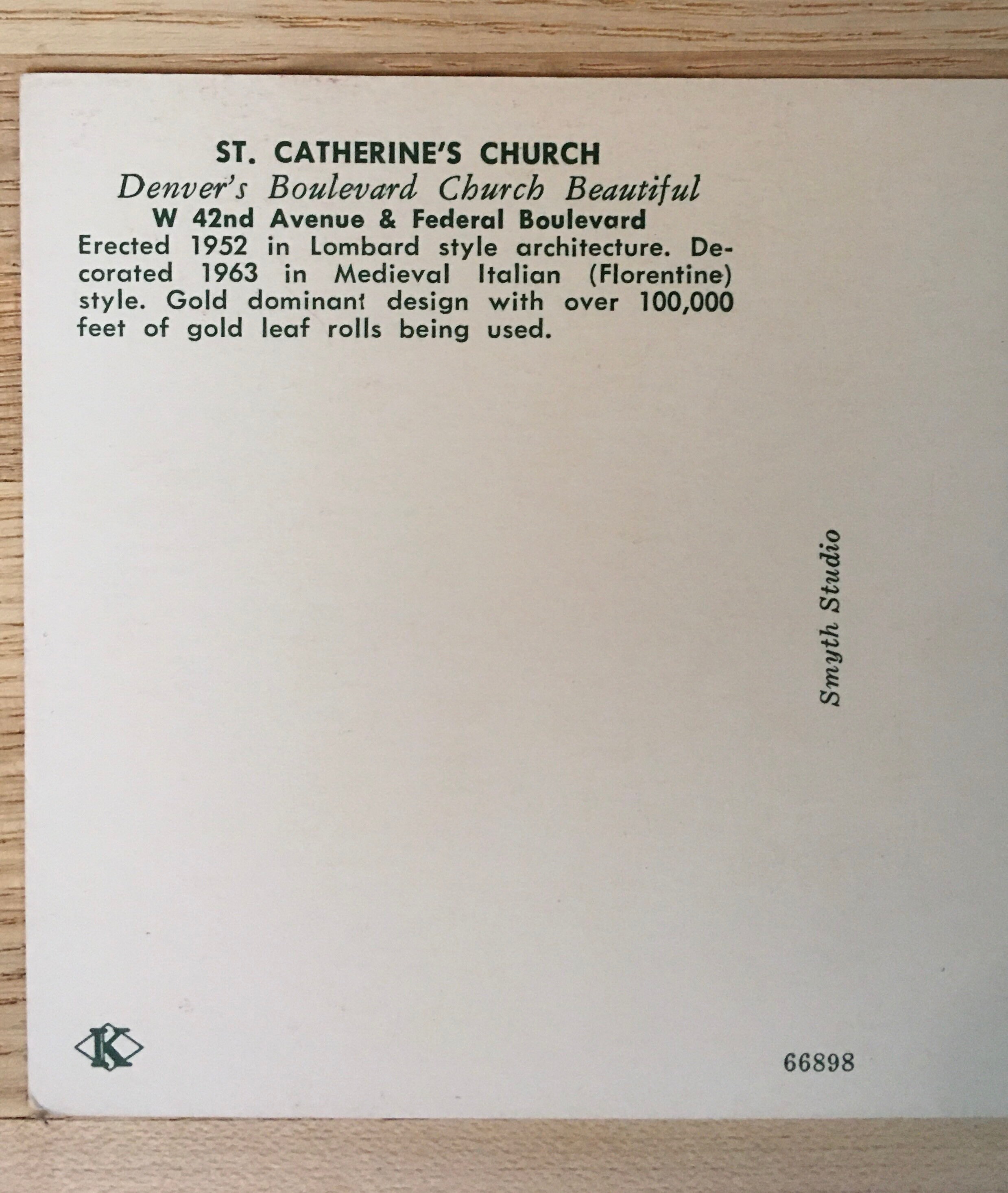 Vintage Color Postcard St Catherine's Church - Denver's Boulevard ...