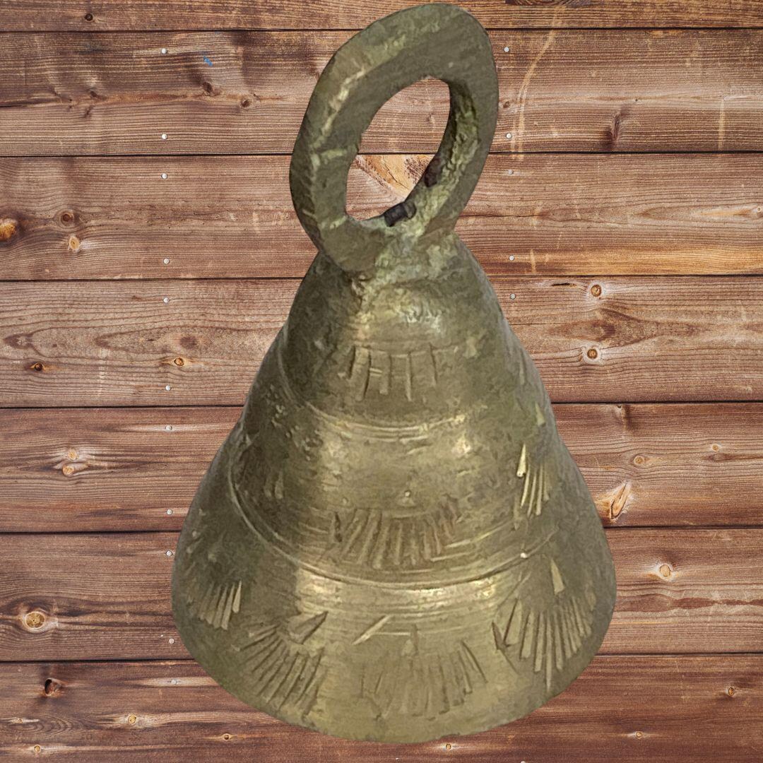 Small Etched Brass Bell, 1-7/8 Inch Handheld Miniature Bell Home Decor ...