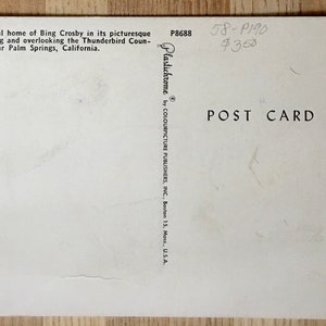 Home of Bing Crosby Vintage Postcard, Thunderbird Country Club Palm ...