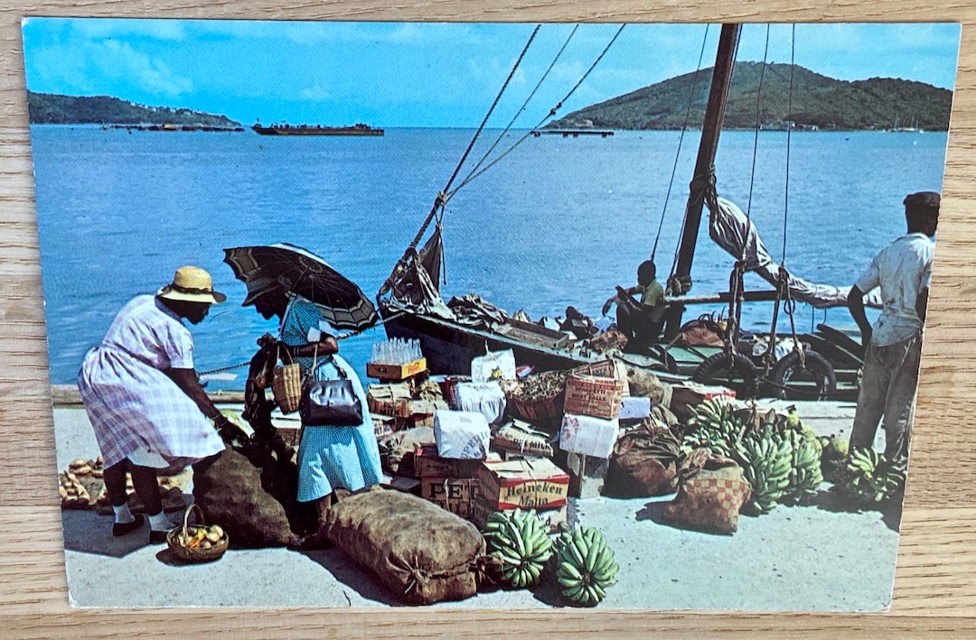 Waterfront Vendors St Thomas Virgin Islands Vintage Postcard, Unposted ...