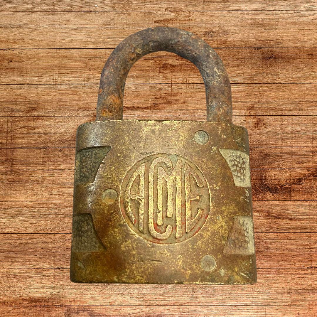Vintage Brass Acme Lock, NO KEY, Rural Mail Padlock Hardware, Antique ...