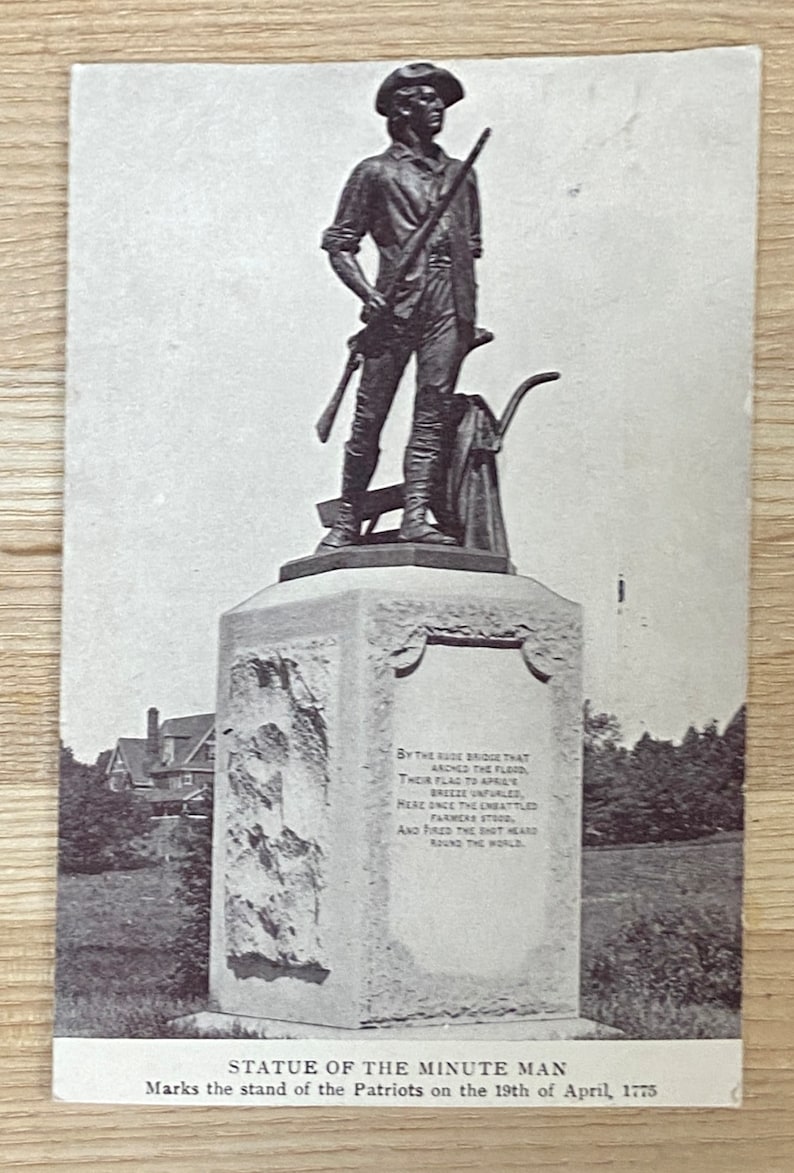 Statue of the Minute Man Postcard Stand of the Patriots April 1775 ...
