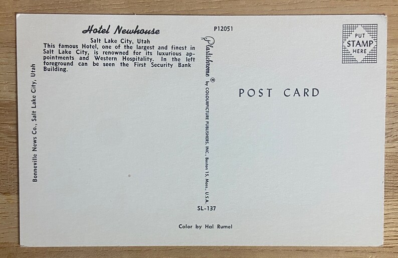 Hotel Newhouse Salt Lake City Utah Vintage Postcard, Famous Hotel ...