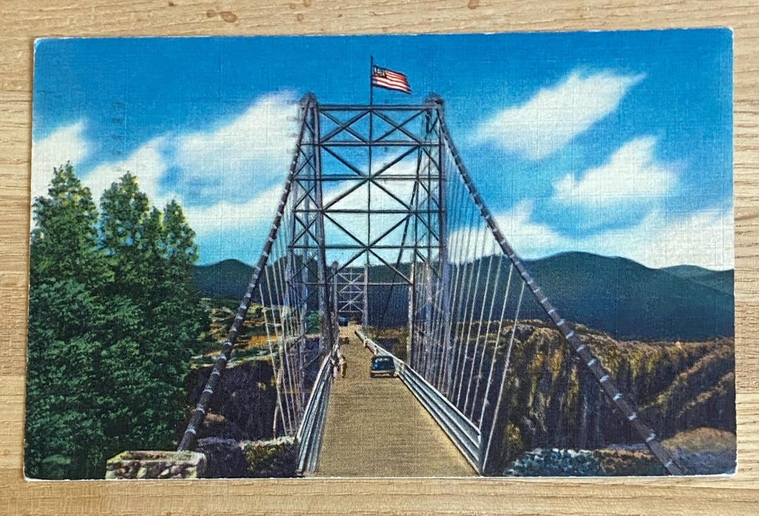 Royal Gorge Suspension Bridge Vintage Postcard, Arkansas River Canyon ...