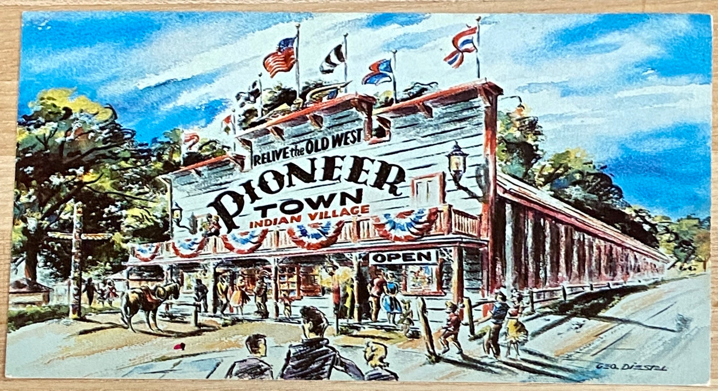Pioneer Town Indian Village Collectible Postcard, Unposted Relive the ...